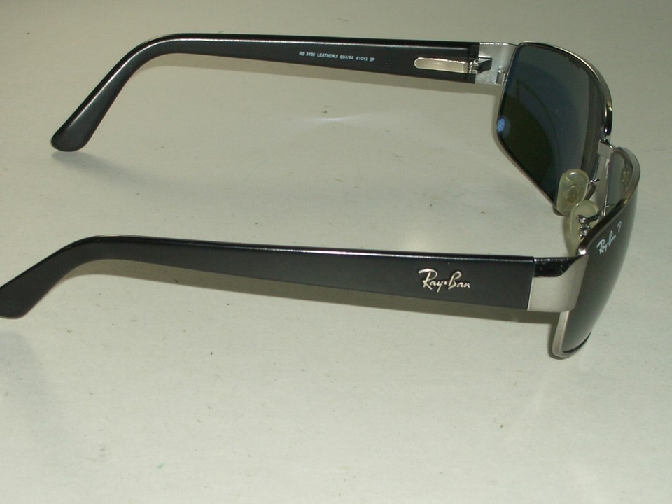 RAY BAN RB3189 LEATHER II 004/9A 61[]16 3P POLARIZED LENS METAL WRAPs ...