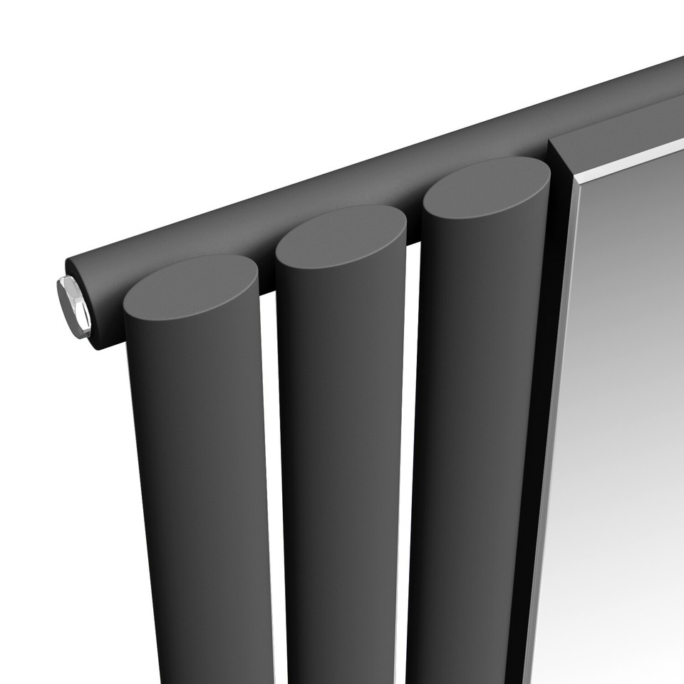 Designer Vertical Radiator Mirror Oval Column Panel White Anthracite ...