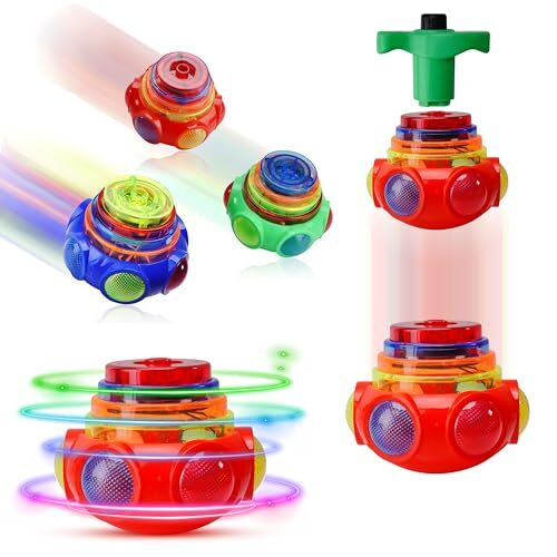 12 Pack Led Spinning Tops Peg Top Light Up Music Spin Toys Glow in The ...