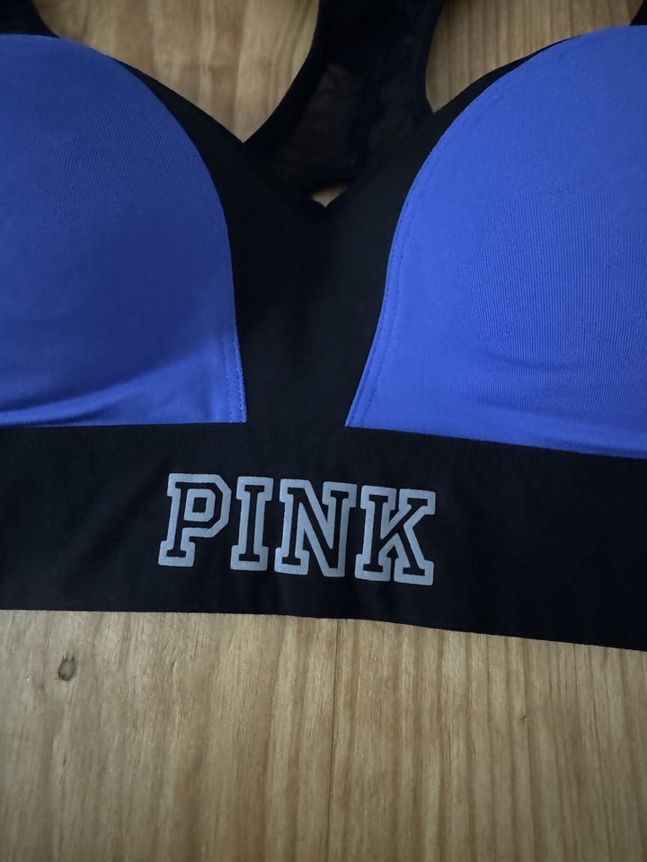 PINK Sport Bra Womens Size SMALL Victoria's Secret Ultimate Body Blue ...