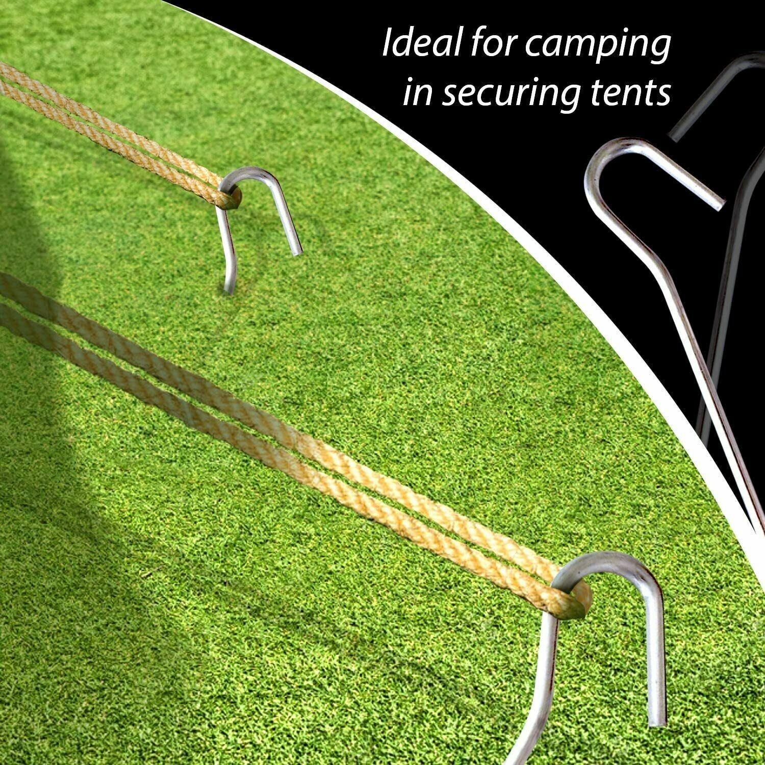 10x Metal Ground Pegs Heavy Duty Tent Hooks Pins Camping Tarpaulin ...