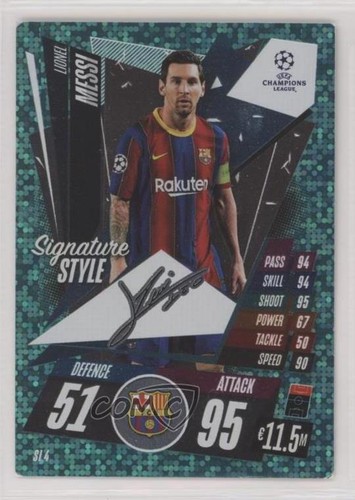 2020-21 Topps Match Attax UCL Extra Signature Style Lionel Messi #SI4 ...