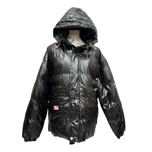Men’s Glossy Black Puffy Jacket Size 4XL Zip & Button Waterproof ...