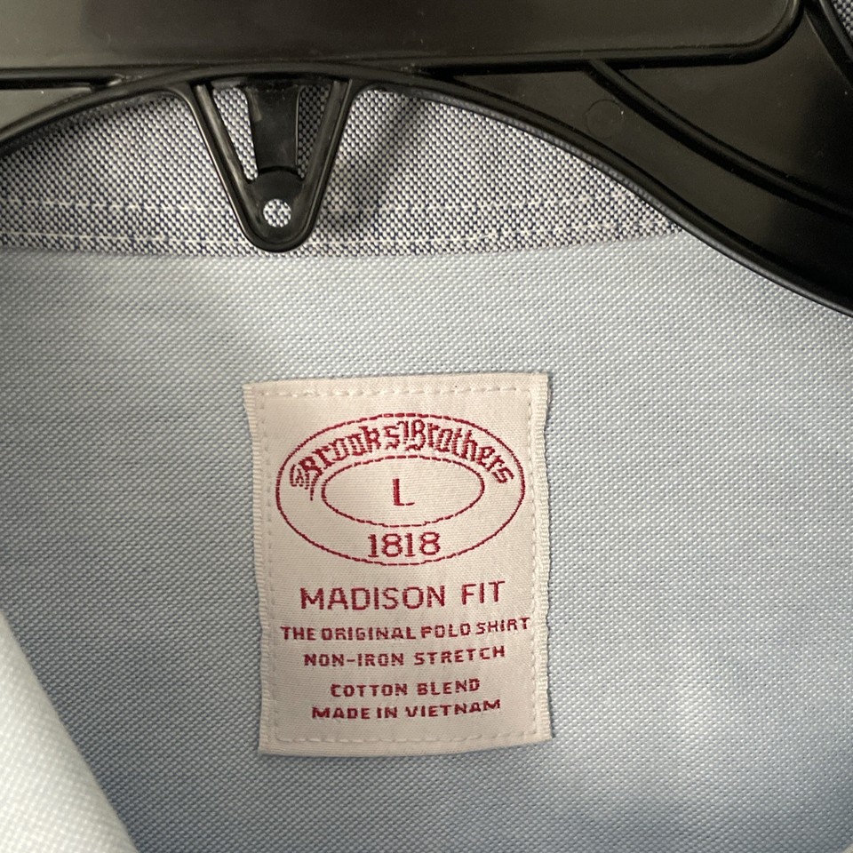 Brooks Brothers Mens Button Shirt Solid Baby Blue Large Cotton Logo ...