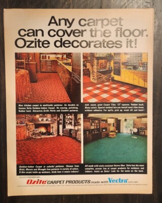 1968 Ozite Vectra Carpet Full Page Look Magazine Print Ad | eBay