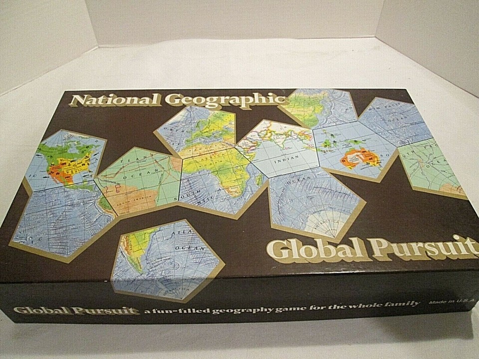 National Geographic Global Pursuit Board Game 1987 USA w/World Map from ...