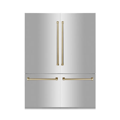 ZLINE NEW 60" BUILT IN STAINLESS STEEL REFRIGERATOR GOLD HANDLES RBIVZ ...