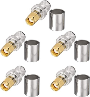 5Pack RP-SMA Male Crimp Solder Connector for LMR400 RG213 RG8 RG8/U ...