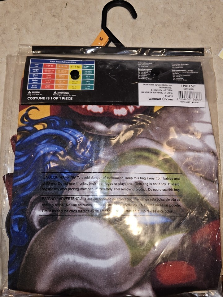 MorphCostumes Zombie Clown Jaw Dropper Boys Halloween Costume Size M 8 ...