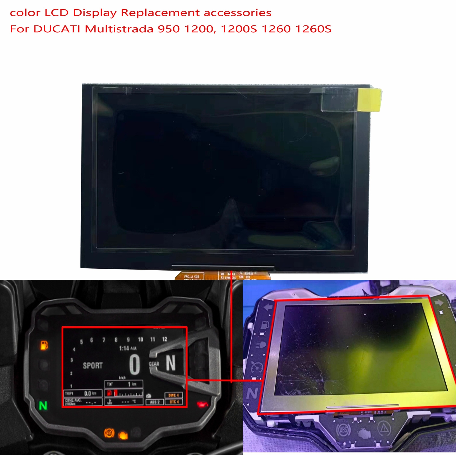LCD Display For DUCATI Multistrada MTS 950 1200, 1200S 1260 Replace ...