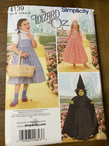 Simplicity Costume Pattern 4139 Girls WIZARD OF OZ Dorothy~Wicked Witch ...
