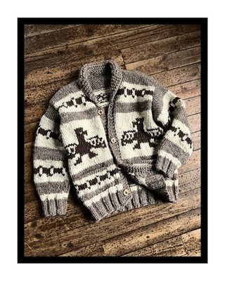 A Stunning Vintage Canadian Cowichan Wool Knit Cardigan With Eagle ...