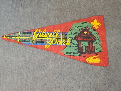 Vintage Nylon Pennant Gilwell Park Jim Green Gate Boy Scouts 12” | eBay