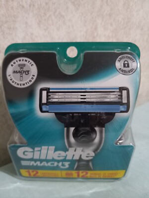 Gillette MACH 3 Razor Shaver Blade Cartridges Refills 12 Cartridges New ...