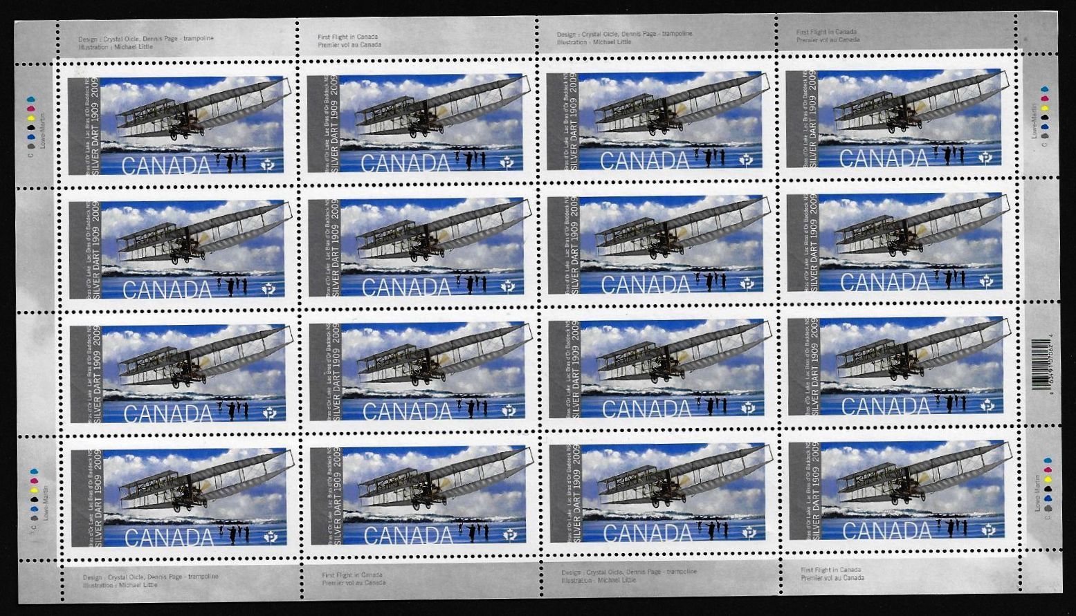 Canada — Full Pane of 16 — First Flight: Silver Drat's Maiden Flight ...