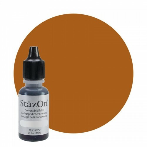 Tsukineko StazOn solvent-based Ink Refill 15ml Reinker 043 saddle brown ...