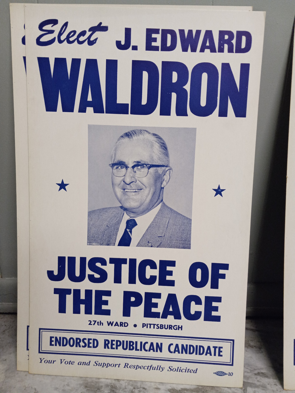 Vintage Campaign Poster (Pittsburgh) 60's Letterpress J. Edward Waldron ...