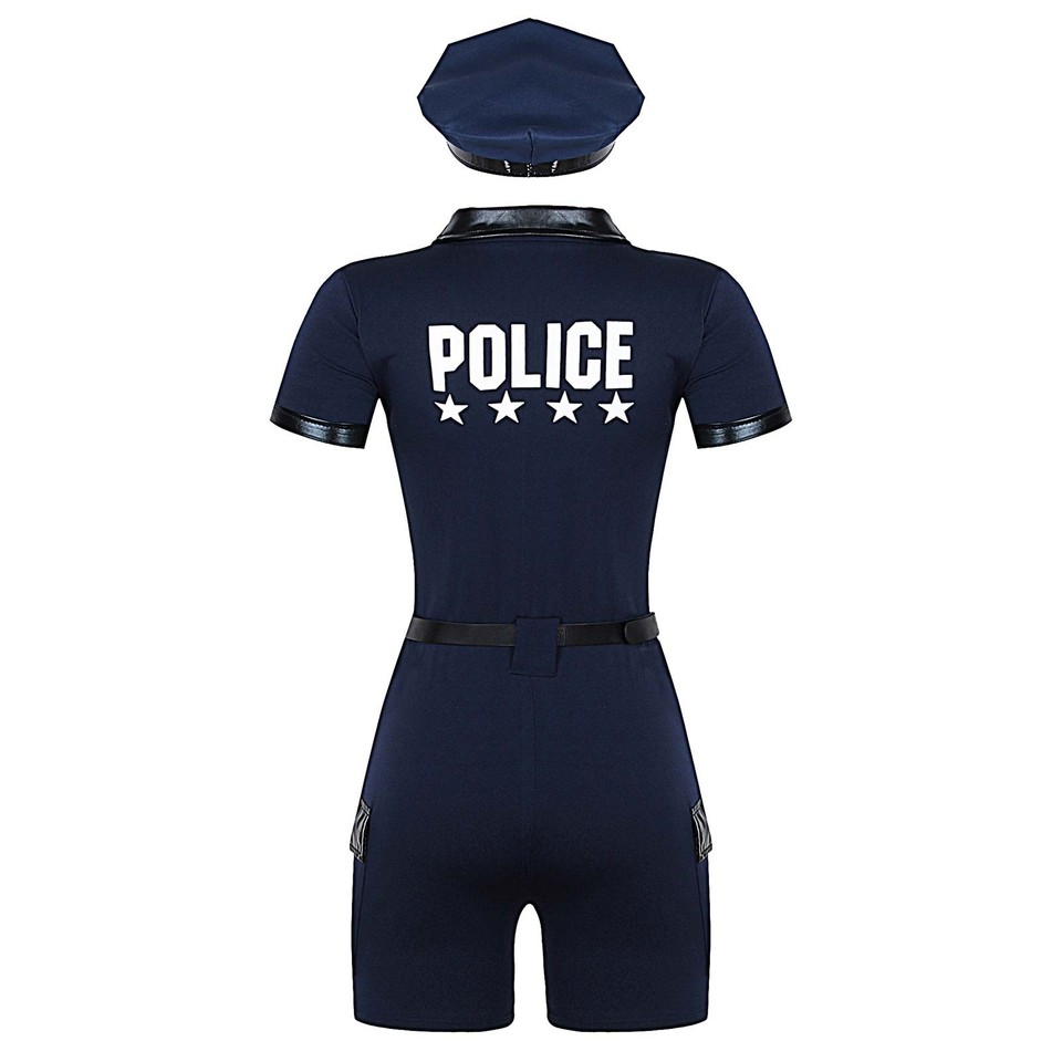 Womens Police Officer Costume Halloween Party Policewoman Cosplay ...