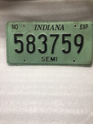 RARE GREEN Indiana License Plate Semi NO EXP 583759 | eBay