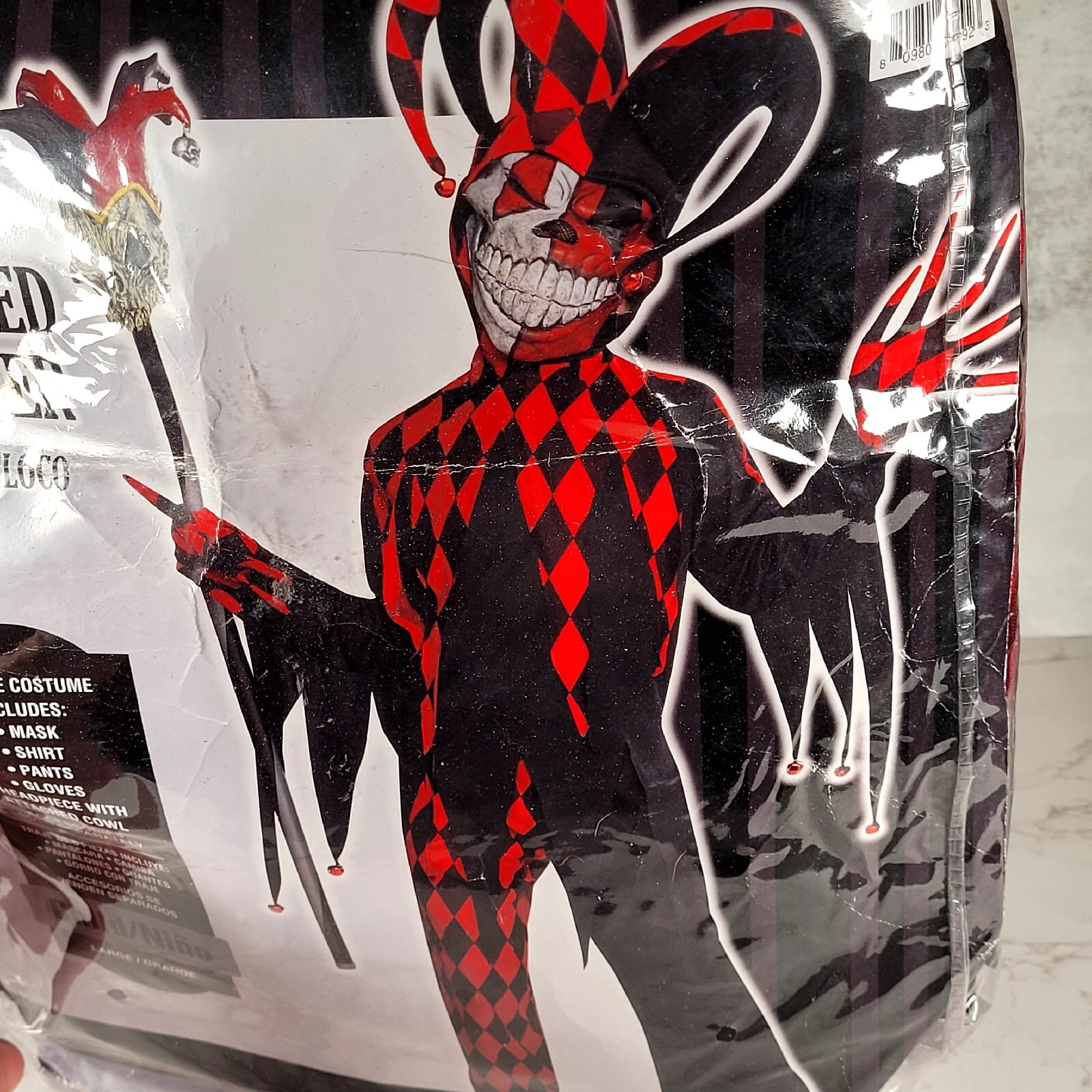 Sinister Jester Halloween Costume Child Size L 10-12 - Gem