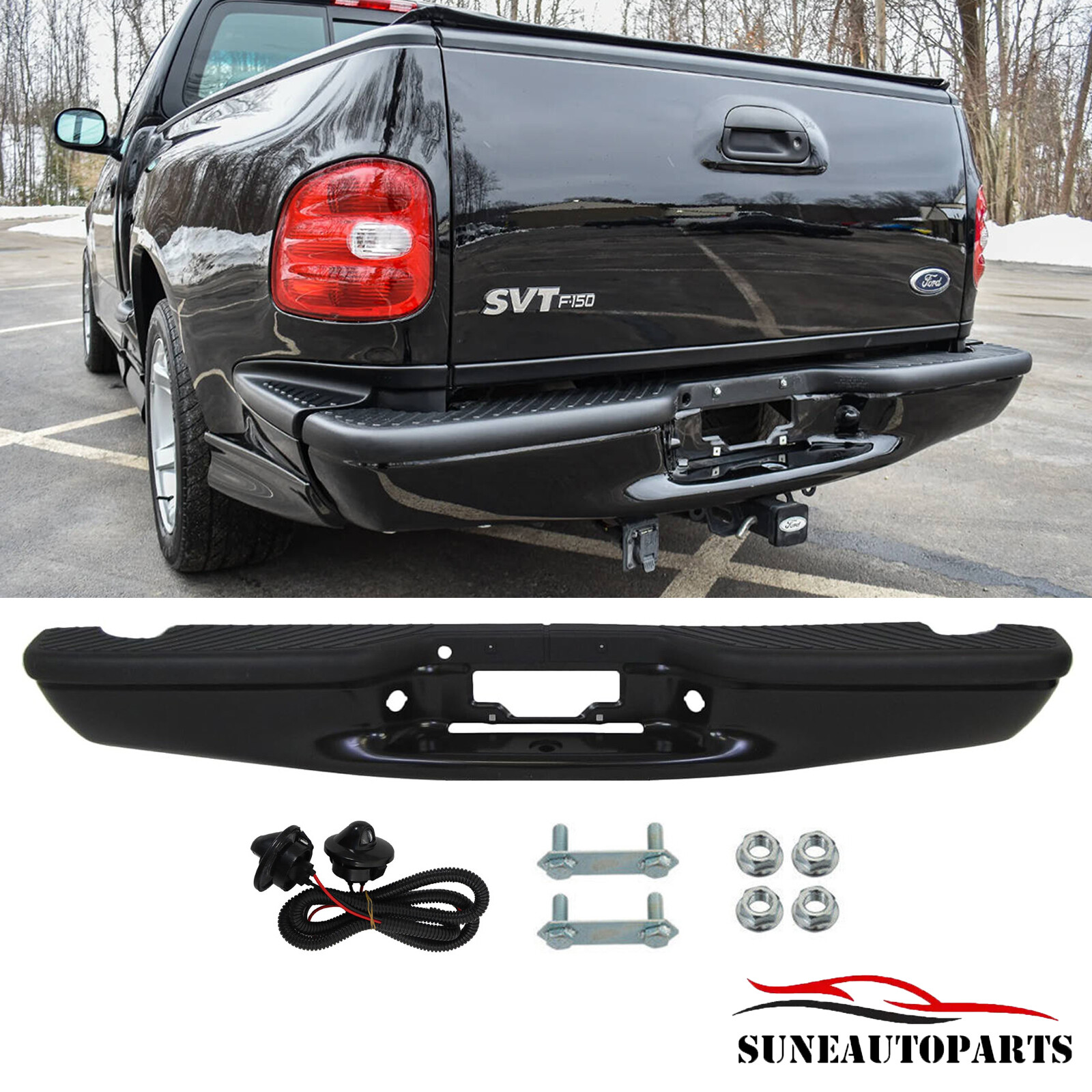 NEW Black Rear Bumper Assembly For 1997-2003 Ford F-150 F150 Flareside ...