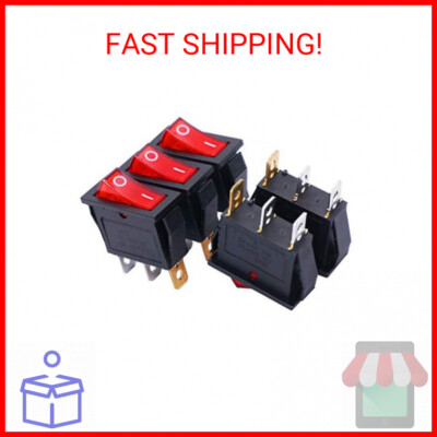 Twidec/5Pcs Rocker Switch 3 Pins 2 Position ON/Off AC 20A/125V 15A/250V ...