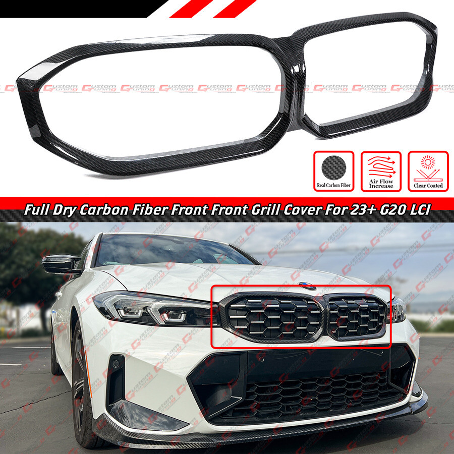 FOR 2023-25 BMW G20 330i M340i DRY CARBON FIBER GRILL GARNISH INSERT ...