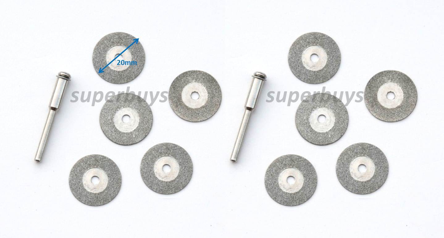 12p 20mm Abrasive Emery Diamond Cutting Grinding Wheel Disc 2.3mm Shank ...