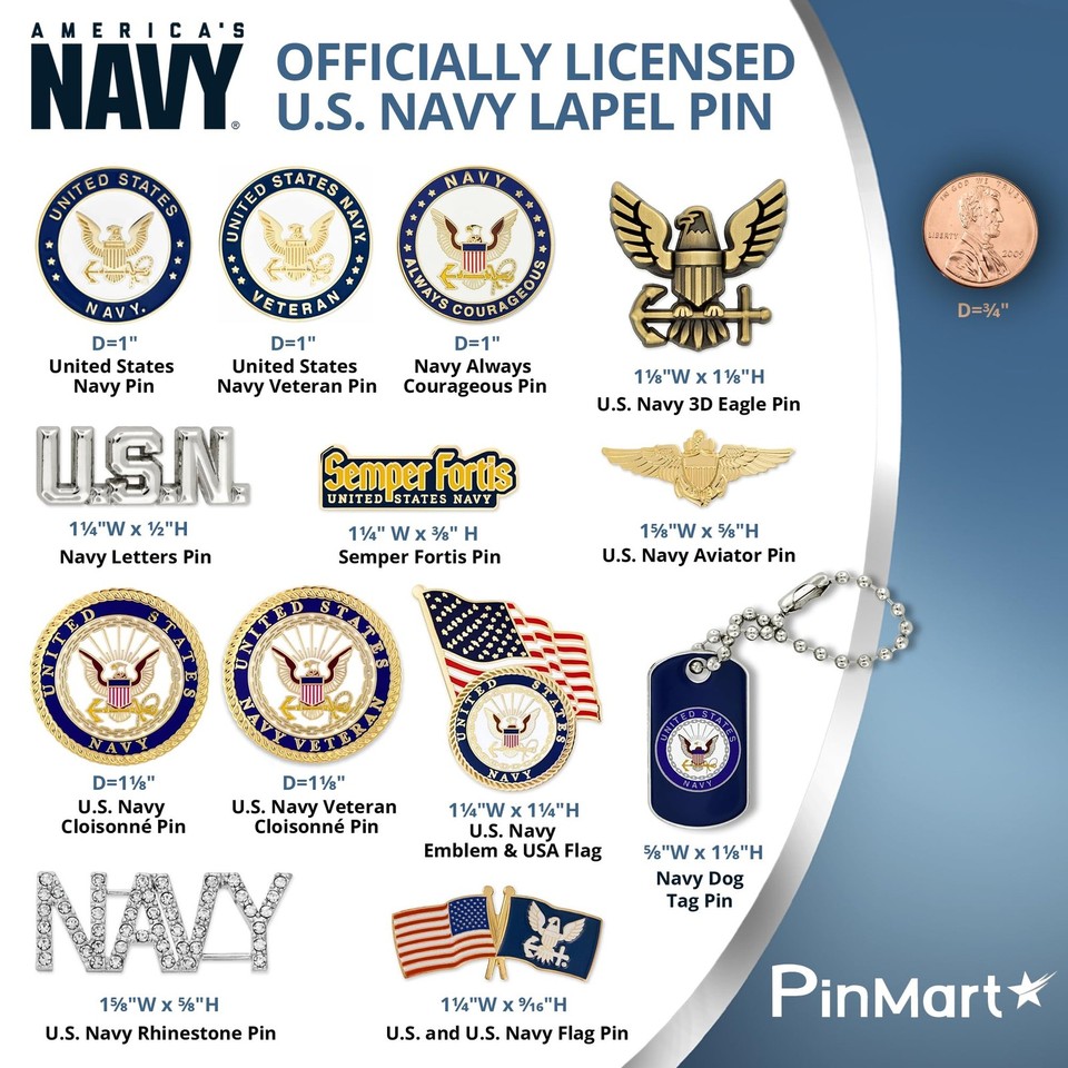 Officially Licensed U.S. Navy Veteran Lapel Pin Set– United States Navy ...