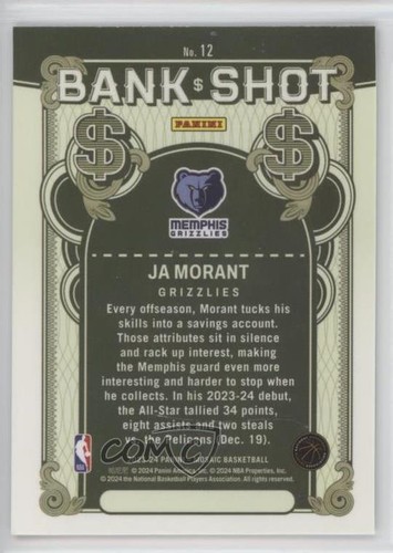 2023-24 Panini Mosaic Bank Shot Ja Morant #12 | eBay