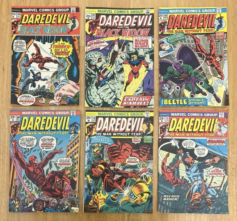 Daredevil #106-#118🔥13 Comic Book Lot (Marvel Comics 1973-1976) FN+/VF+ ...
