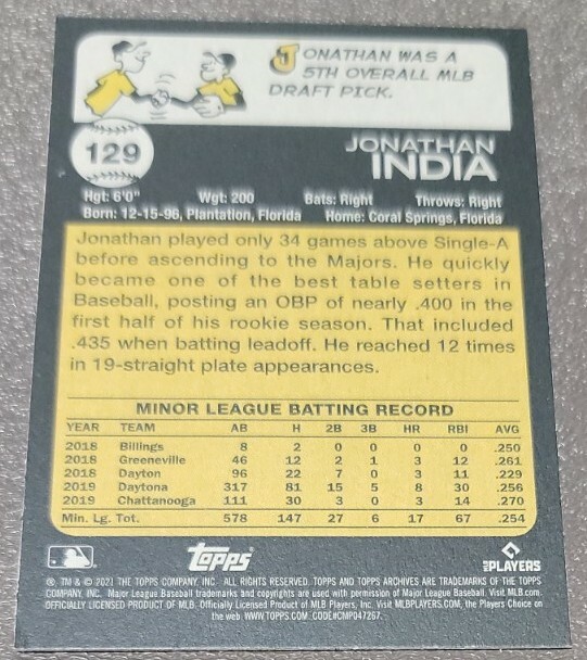 2021 Topps Archives Jonathan India Rookie Card RC #129 | eBay