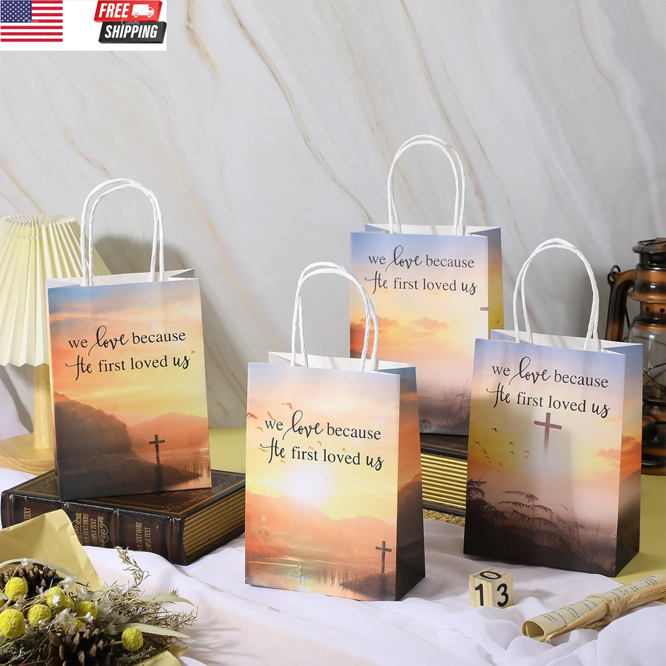 50 Pcs Christian Gift Bags Bulk with Handles Bible Verse Religious ...