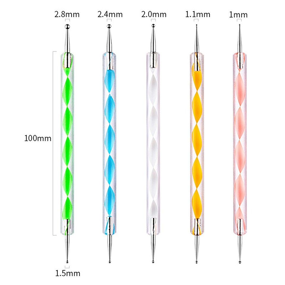 5PCS Dotting Pens With 3 PCS Nail Painting Brushes, Nail Art Design ...