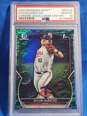 DYLAN QUESTAD 2023 BOWMAN DRAFT CHROME #BDC25 AQUA LUNAR CRATER PSA 10 ...