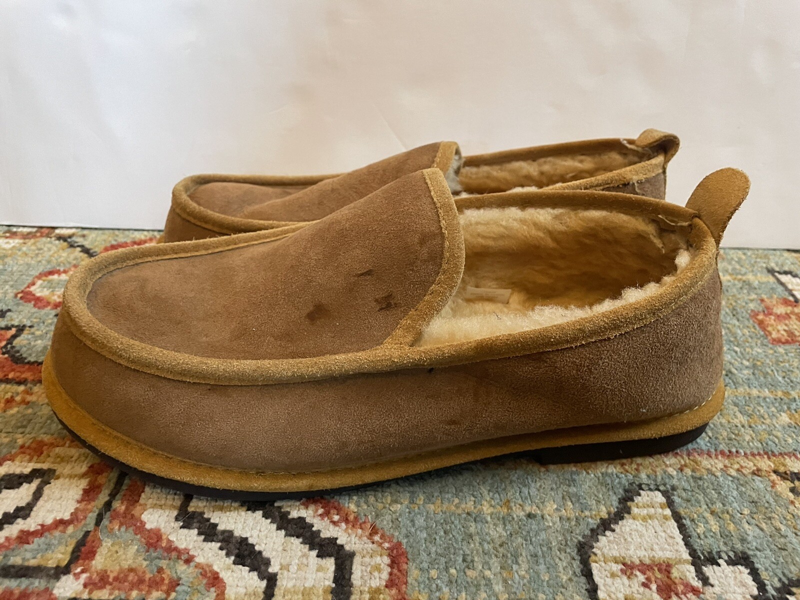 LL BEAN Mens Size 9 M Wicked Brown Tan Moccasin Shearling Lined ...