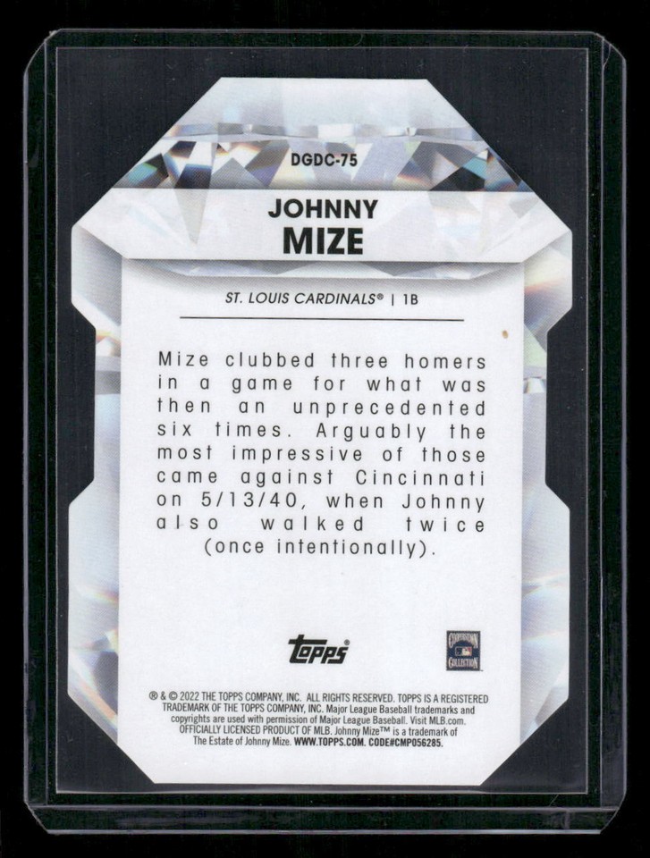 2022 Topps Update Johnny Mize Diamond Greats Die Cuts #DGDC-75 Card | eBay