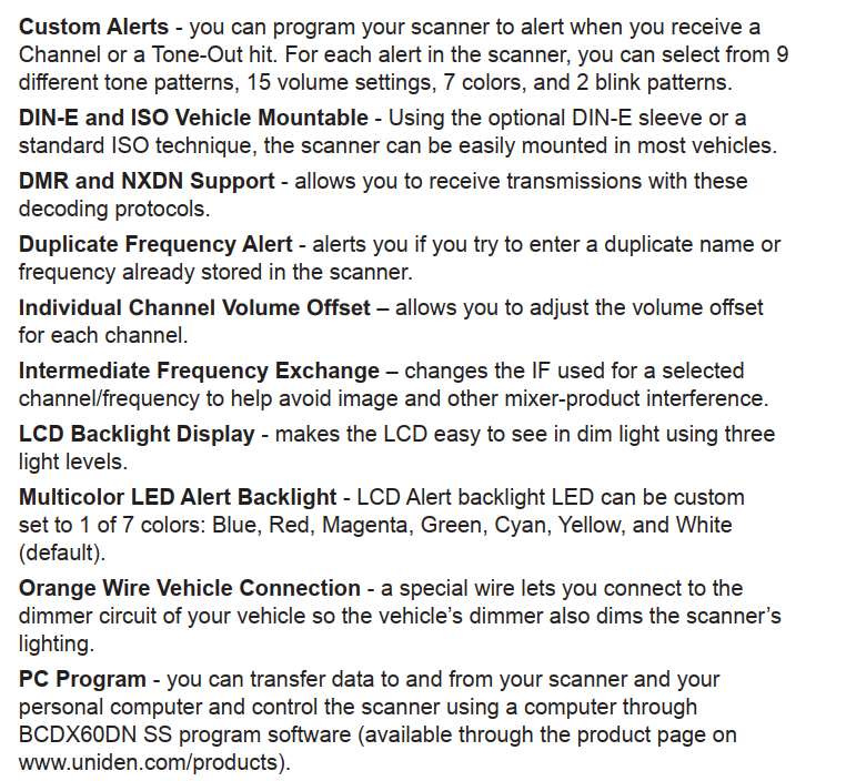 Uniden BCD260DN Mobile Digital and Analog Scanner Tons of Features ...