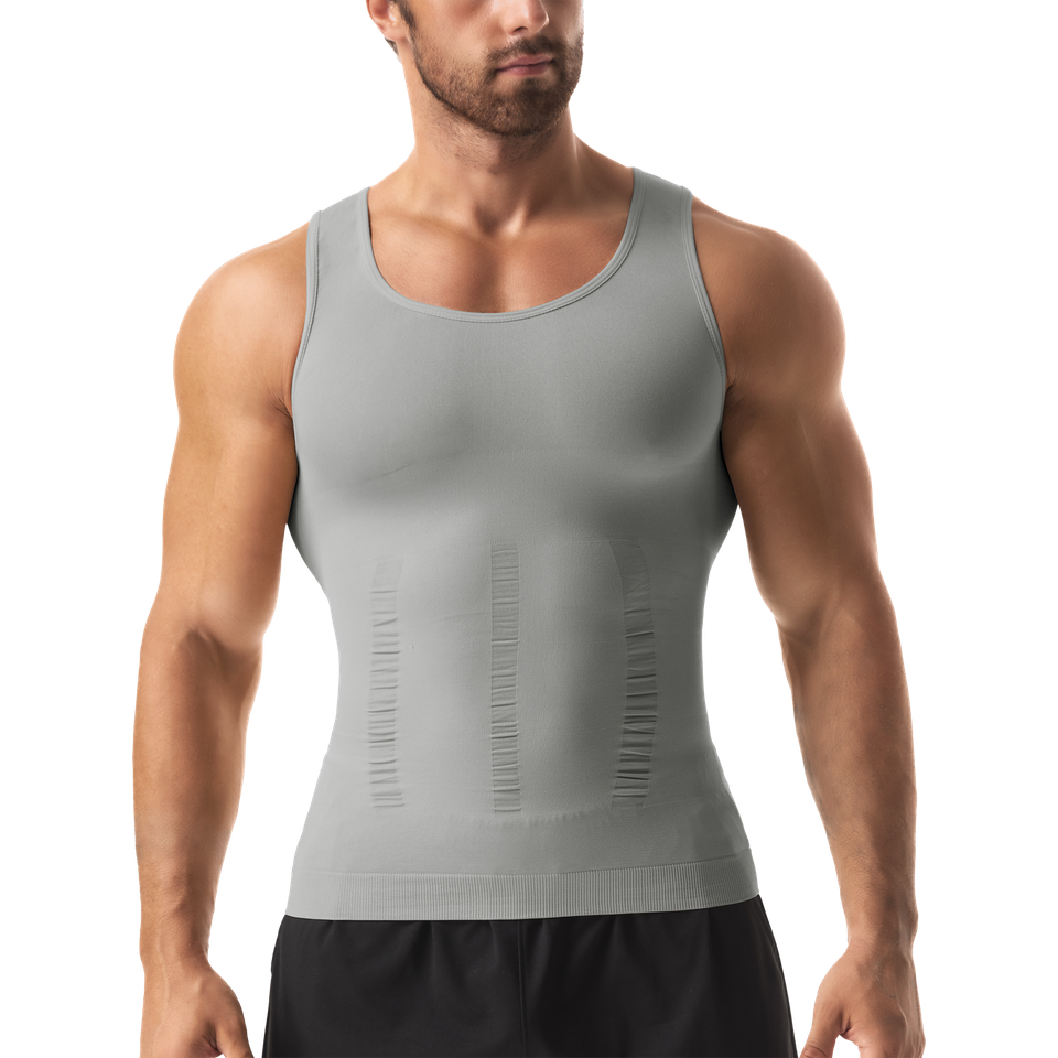 Mens Slimming Body Shaper Abs Belly Chest Compression Shirt Tank Top ...