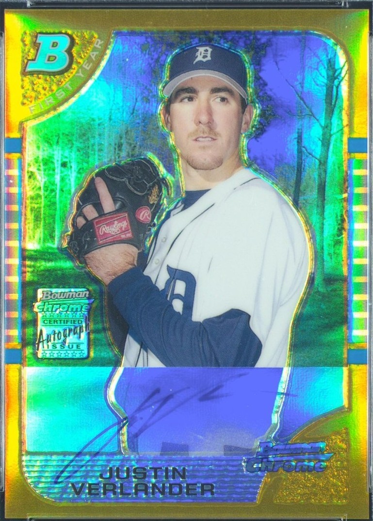 2005 Bowman Chrome - First Year Autograph Justin Verlander #331 Gold ...