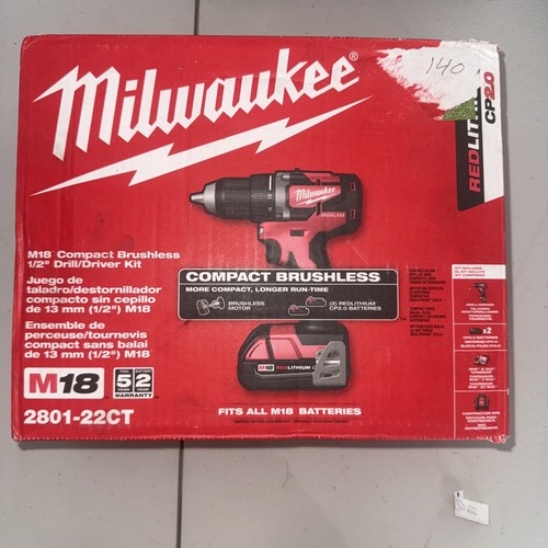 Milwaukee 3602-22CT M18 18V Lithium-Ion Brushless Cordless 1/2” Drill ...