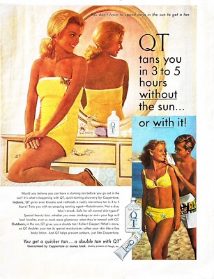 1969 QT QUICK TAN Genuine Vintage Print Ad Coppertone Tanning Lotion Bikini | eBay