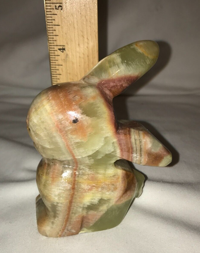 Hand Carved Onyx Stone Rabbit Bunny Figure Sculpture Statue Striped ...