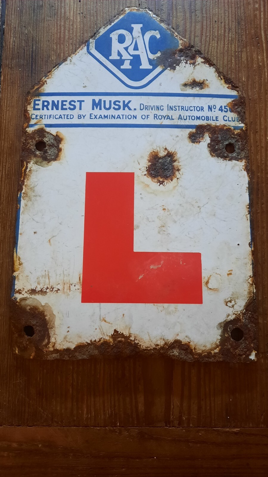 Vintage Enamel LEARNER DRIVER RAC SIGN L PLATE DRIVING INSTRUCTOR ...