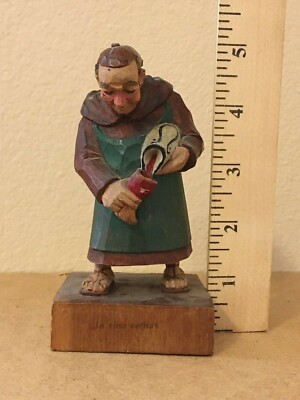 VINTAGE WOOD MONK FRIAR DRUNK FIGURINE | eBay