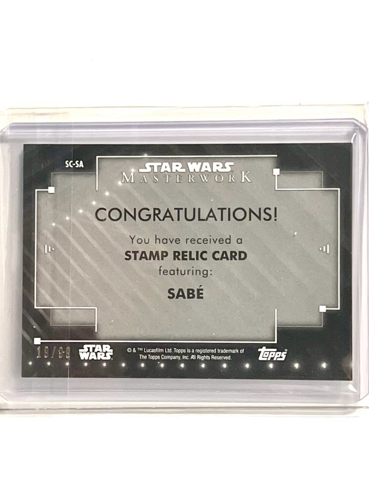 PACK FRESH Star Wars Masterwork 2020 Green 19/99 Stamp Relic Sabe | eBay