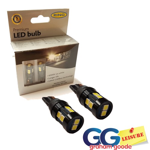 Ring Premium LED 501 Capless Bulbs 6000K White Bulb CANbus T10 Side ...