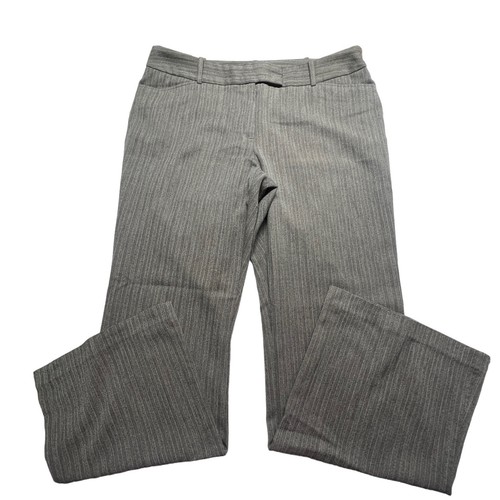 George Pants Womens 16 Striped Grey Dress Slacks Flat Front Bootcut ...