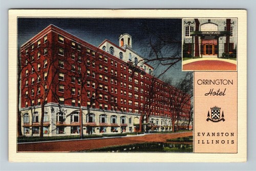 Evanston IL-Illinois, Orrington Hotel Antique Vintage Souvenir Postcard ...