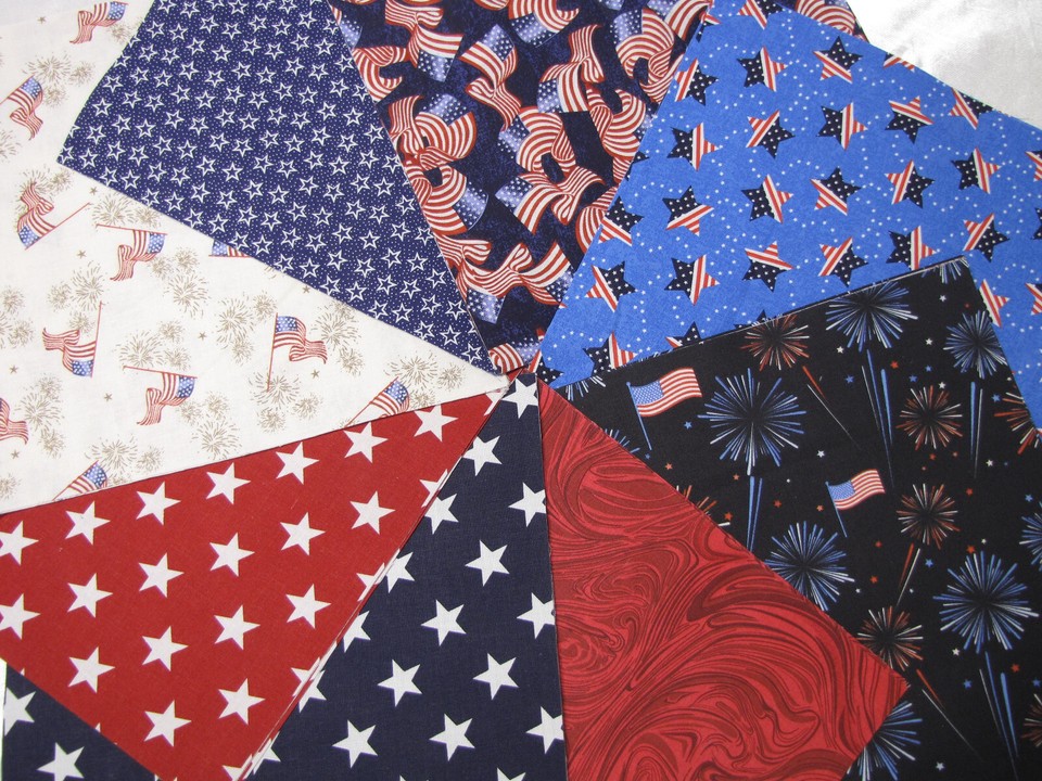 Patchwork Layer Cake Fabric~(36-10” Sqs) “Patriotic #1” Quilt Tops ...